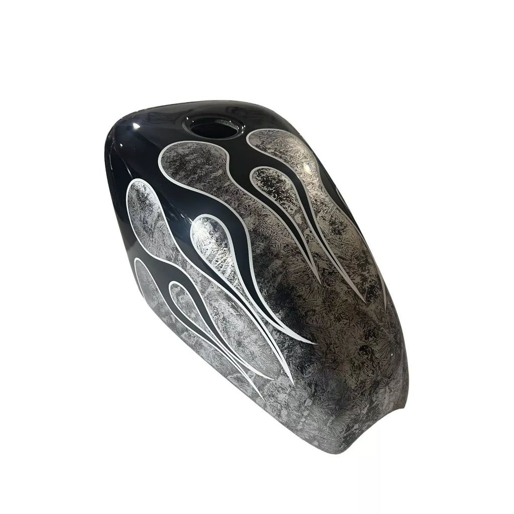 Buy Black Flames Silver 3D Crystal Gas Tank Cover - SimonKustom ...